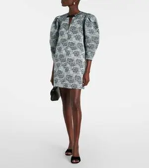 GANNI Floral Jacquard Mini Dress In Illusion