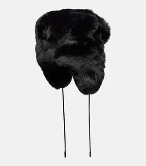 Goldbergh Faux Fur Trapper Hat With Drawstring Detail - Black