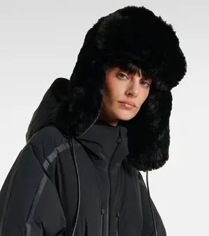 Goldbergh Faux Fur Trapper Hat With Drawstring Detail - Black