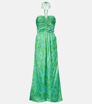 Poupette St Barth Claudia Printed Halterneck Jumpsuit - Blue