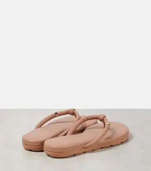 GIANVITO ROSSI Juno Leather Thong Sandals - Beige