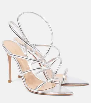 GIANVITO ROSSI Metallic Leather Sandals - Silver