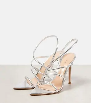 GIANVITO ROSSI Metallic Leather Sandals - Silver