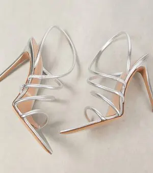 GIANVITO ROSSI Metallic Leather Sandals - Silver