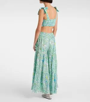 Poupette St Barth Carla Printed Pleated Crop Top