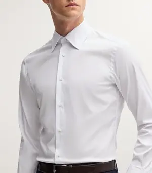 BOSS Stretch-cotton Slim Shirt - White