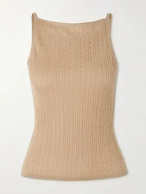 Loro Piana Rimella Cable-knit Cashmere And Silk-blend Top - Neutrals