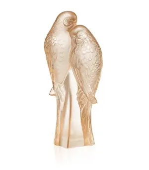 Lalique Crystal Two Parakeets Sculpture - Clear