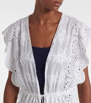 Melissa Odabash Talitha Broderie Anglaise Cotton Beach Dress - White