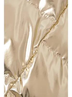 JETSET Gardena Belted Quilted Padded Metallic Ski Vest - Gold