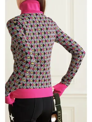 JETSET Jacquard-knit Geometric Turtleneck Sweater