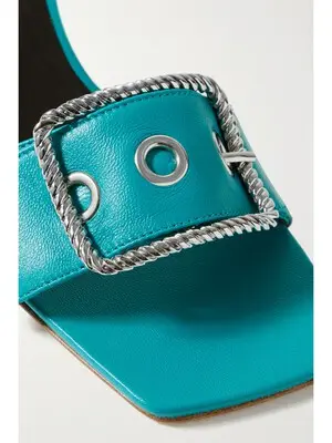 By Far Davina Buckled Leather Mules
