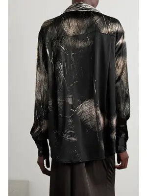 LOUISA BALLOU Oversized Printed Stretch-silk Shirt