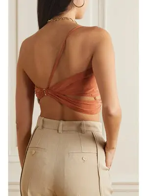Jacquemus Asymmetric Knot Detail Stretch-jersey Bandeau Top