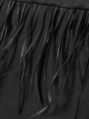 MAXIMILIAN Tasseled Cutout Hammered Silk-satin Midi Skirt
