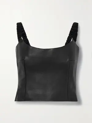 Khaite Audra Cropped Leather Tank Top