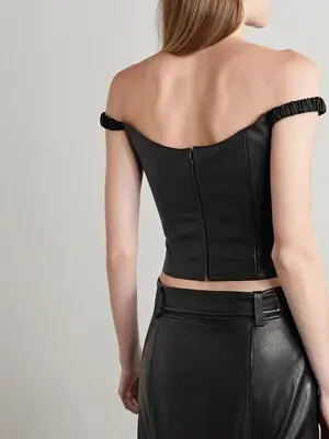Khaite Audra Cropped Leather Tank Top