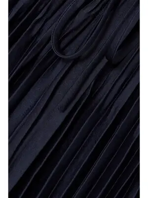 Vince Belted Plissé-satin Midi Dress