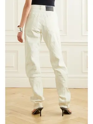 MUGLER Paneled Straight-leg Jeans - Neutrals