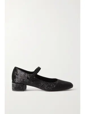 By Far Ginny Crushed-velvet Mary Jane Pumps