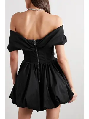 Brandon Maxwell Pippa Off-the-shoulder Bubble Skirt Mini Dress