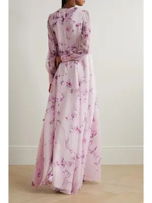 Erdem Jaylene Floral-print Silk Maxi Gown