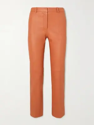 JOSEPH Coleman Leather Skinny Pants - Orange
