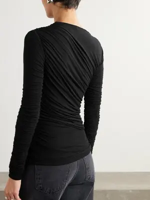 AGOLDE Tania Draped Stretch-tencel™ Lyocell Jersey Top - Black