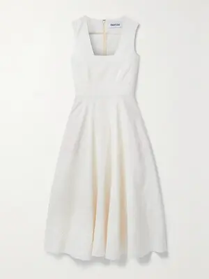 Partow Carina Belted Crinkled-crepe Midi Dress - Ivory