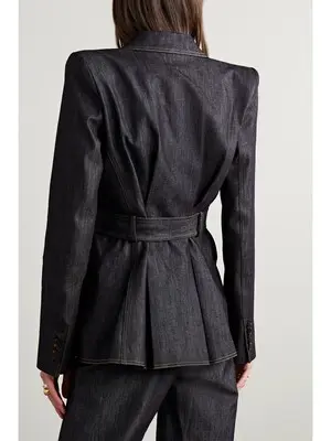 Adam Lippes Belted Double-breasted Denim Jacket