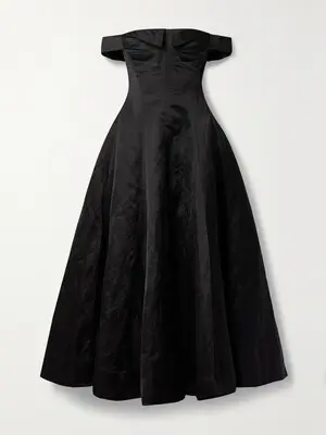 JASON WU Off-the-shoulder Crinkled-sateen Gown - Black