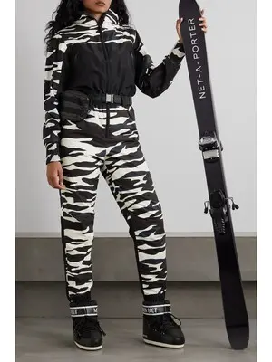 HOLDEN Powder Belted Zebra-print Recycled Ski Suit