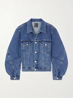 GOLDSIGN Paneled Denim Jacket With Twisted Sleeves