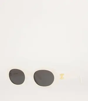 Celine Acetate Oval Frame Sunglasses - Ivory