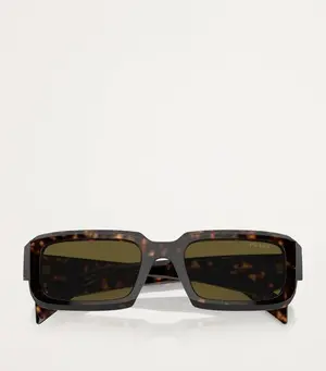 Prada Acetate Rectangular Sunglasses - Brown