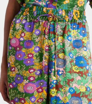 ALEMAIS Printed Silk Satin Wide-leg Pants