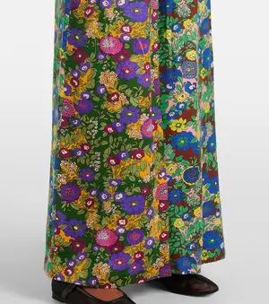 ALEMAIS Printed Silk Satin Wide-leg Pants
