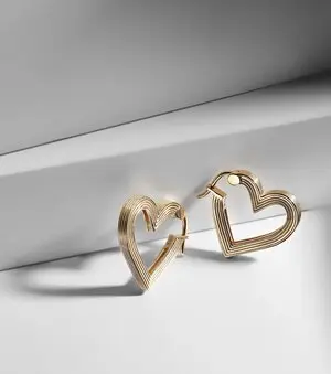 SYDNEY EVAN 14kt White Gold Fluted Heart Earrings