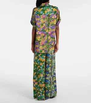 ALEMAIS Printed Silk Satin Shirt - Multicoloured
