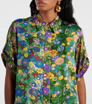 ALEMAIS Printed Silk Satin Shirt - Multicoloured