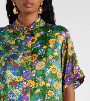 ALEMAIS Printed Silk Satin Shirt - Multicoloured