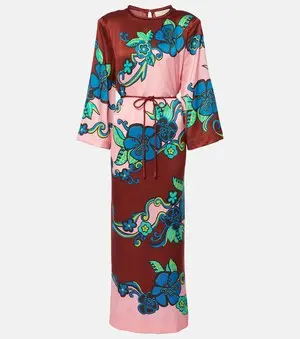 ALEMAIS Printed Silk Satin Maxi Dress - Multicoloured