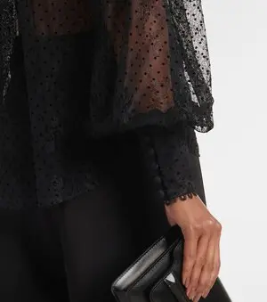 Rebecca Vallance Ethel Tie-neck Lace Blouse In Ivory Glow