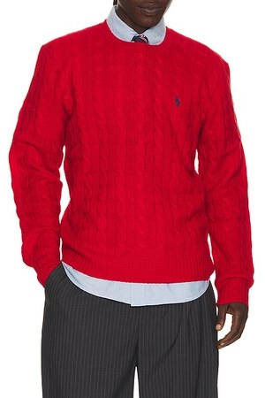 Polo Ralph Lauren Polo Ralph Lauren Cable-Knit Wool-Cashmere Crewneck Sweater Red