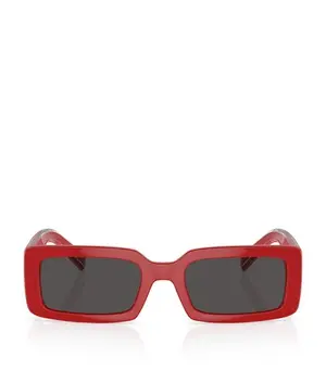 Dolce & Gabbana Rectangular Full Rim Sunglasses With Logo Detail - Red