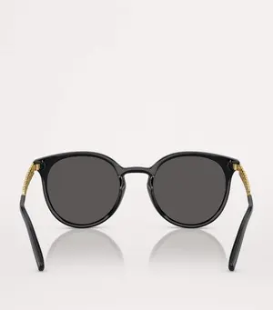 Dolce & Gabbana Round Frame Sunglasses With Gold Tone Detail
