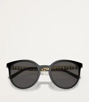 Dolce & Gabbana Round Frame Sunglasses With Gold Tone Detail