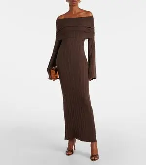 AYA MUSE Off-shoulder Silk-blend Jersey Maxi Dress