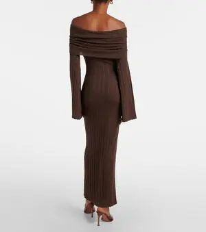 AYA MUSE Off-shoulder Silk-blend Jersey Maxi Dress