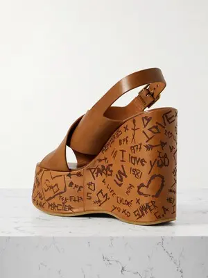 Chloé Maxime Leather Platform Wedge Sandals